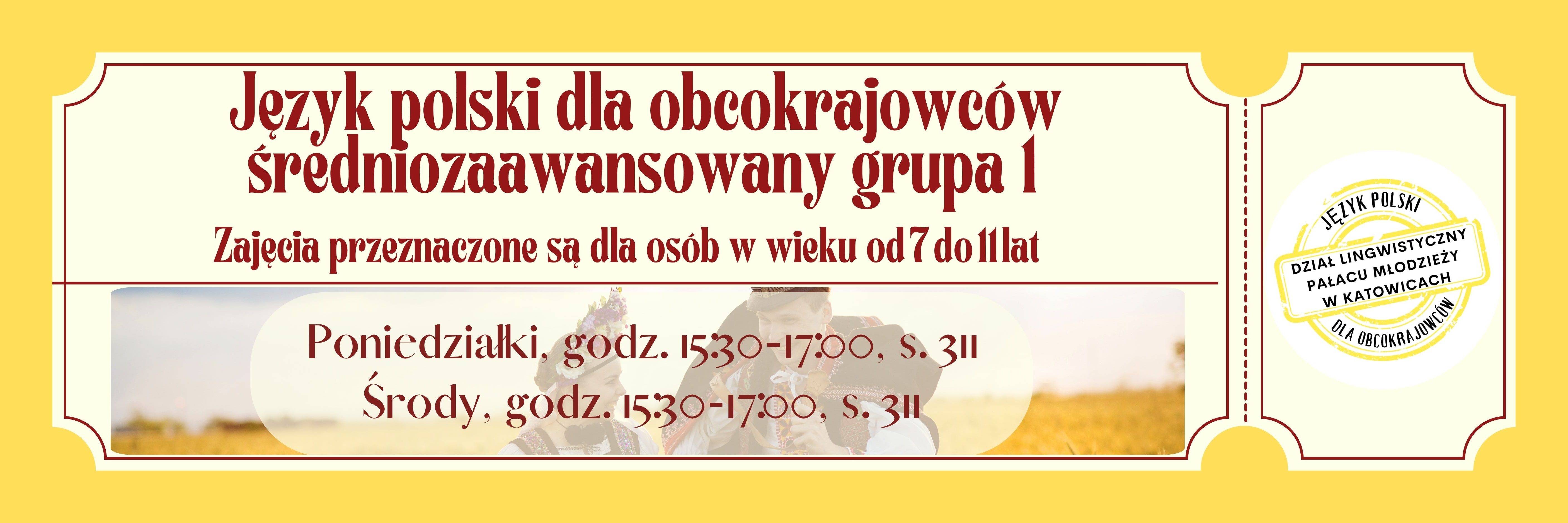Język polski dla obcokrajowców średniozaawansowany grupa 1 (zajęcia ...